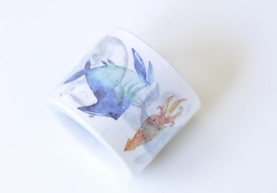 Ocean Washi Tape Shark, Fish, Squid Japanese Masking Tape Deco Tape ...
