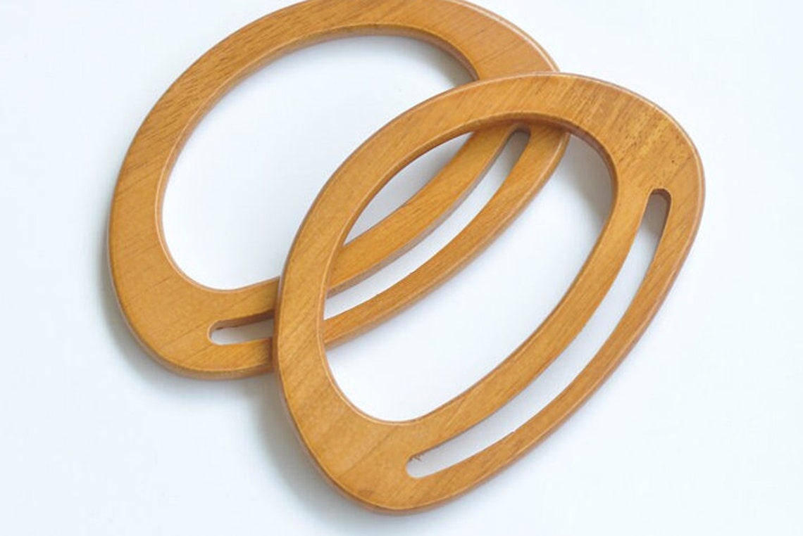 A Pair of Wood Handle Handcraft Material for Handbag Making 15.5cm X ...