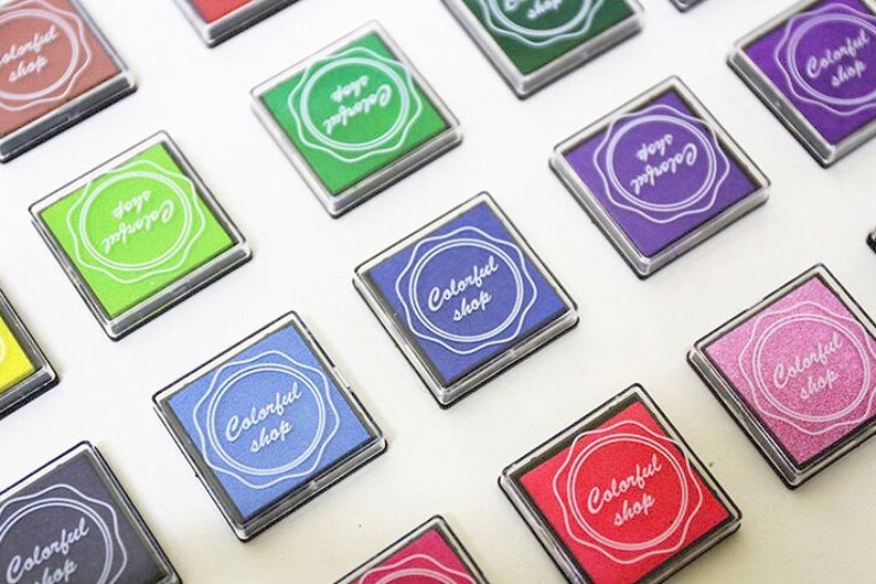 Mini Ink Pads Set of 20 Colors for Fingerprints, Craft Paper ...