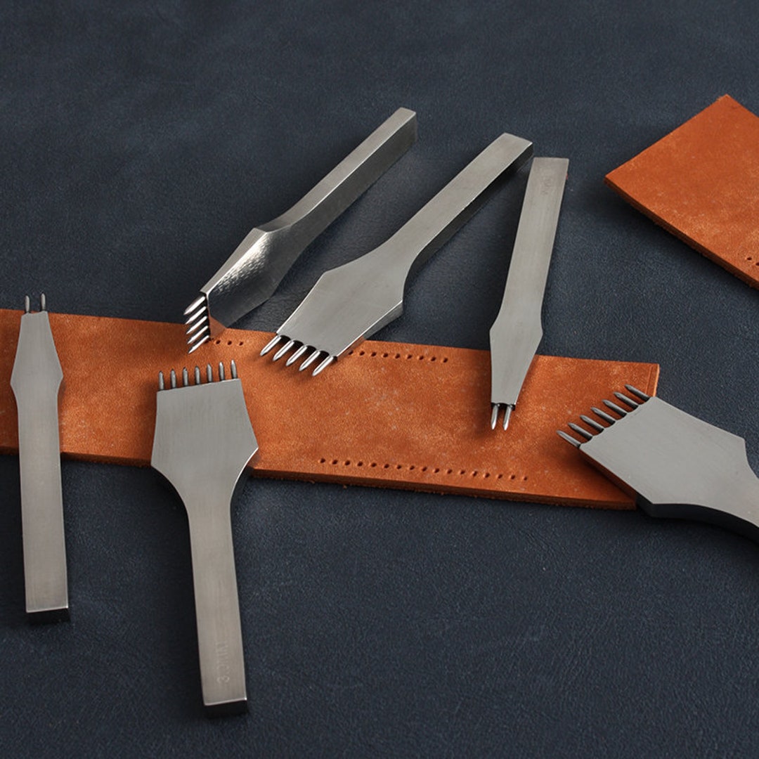 3mm/4mm Leather Stitching Prong Round Chisel - 2 Prongs/ 5 Prongs/ 7 ...