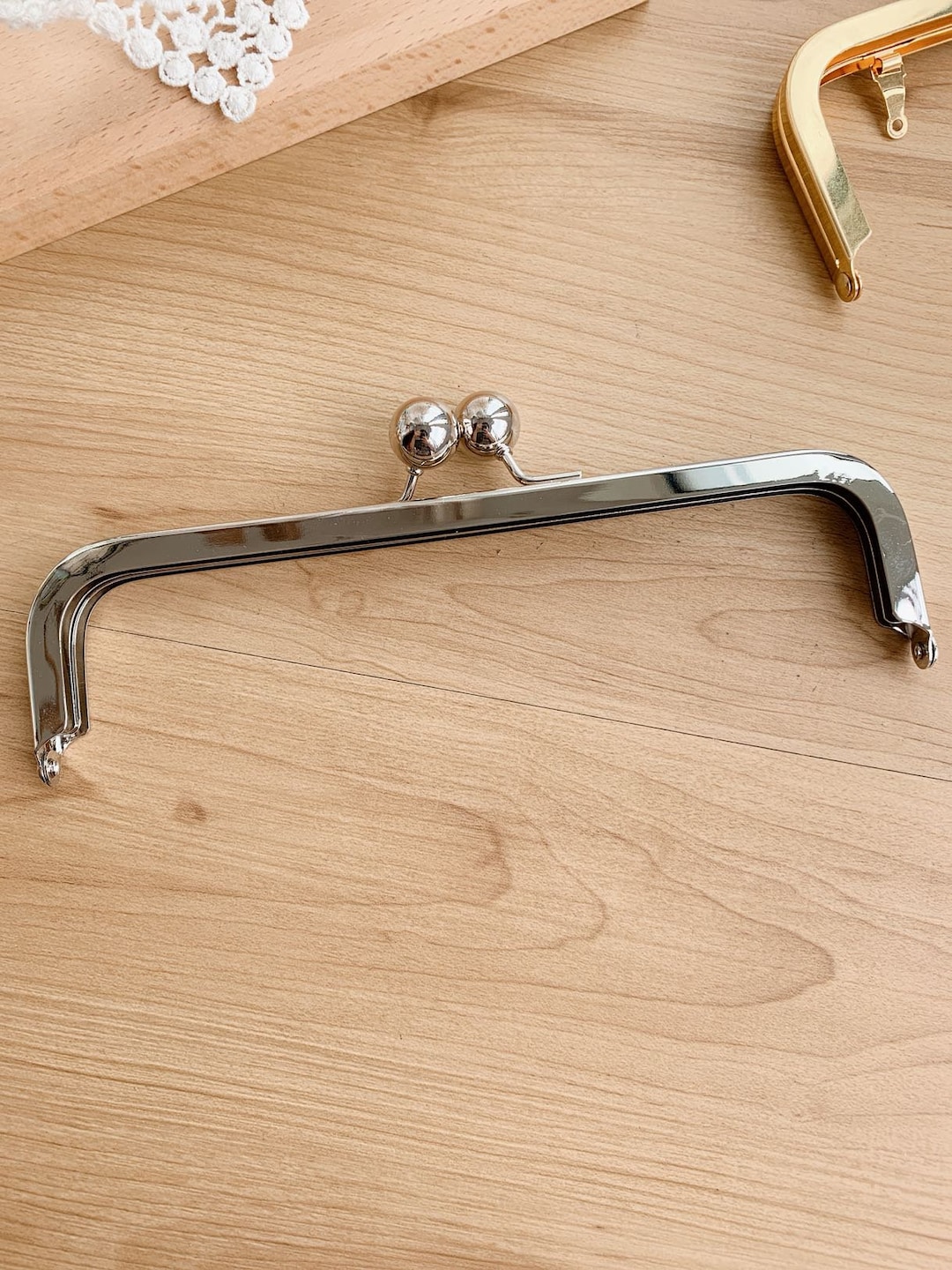 19.5cm (8") Silver Purse Frame Rectangular Bag Glue in Purse Frame 19 ...