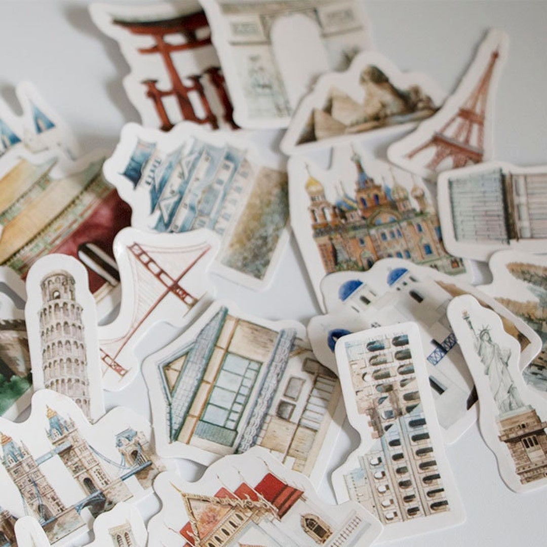 Vintage Architecture Stickers Scrapbooking Stationery Tool 45pcs A Box ...
