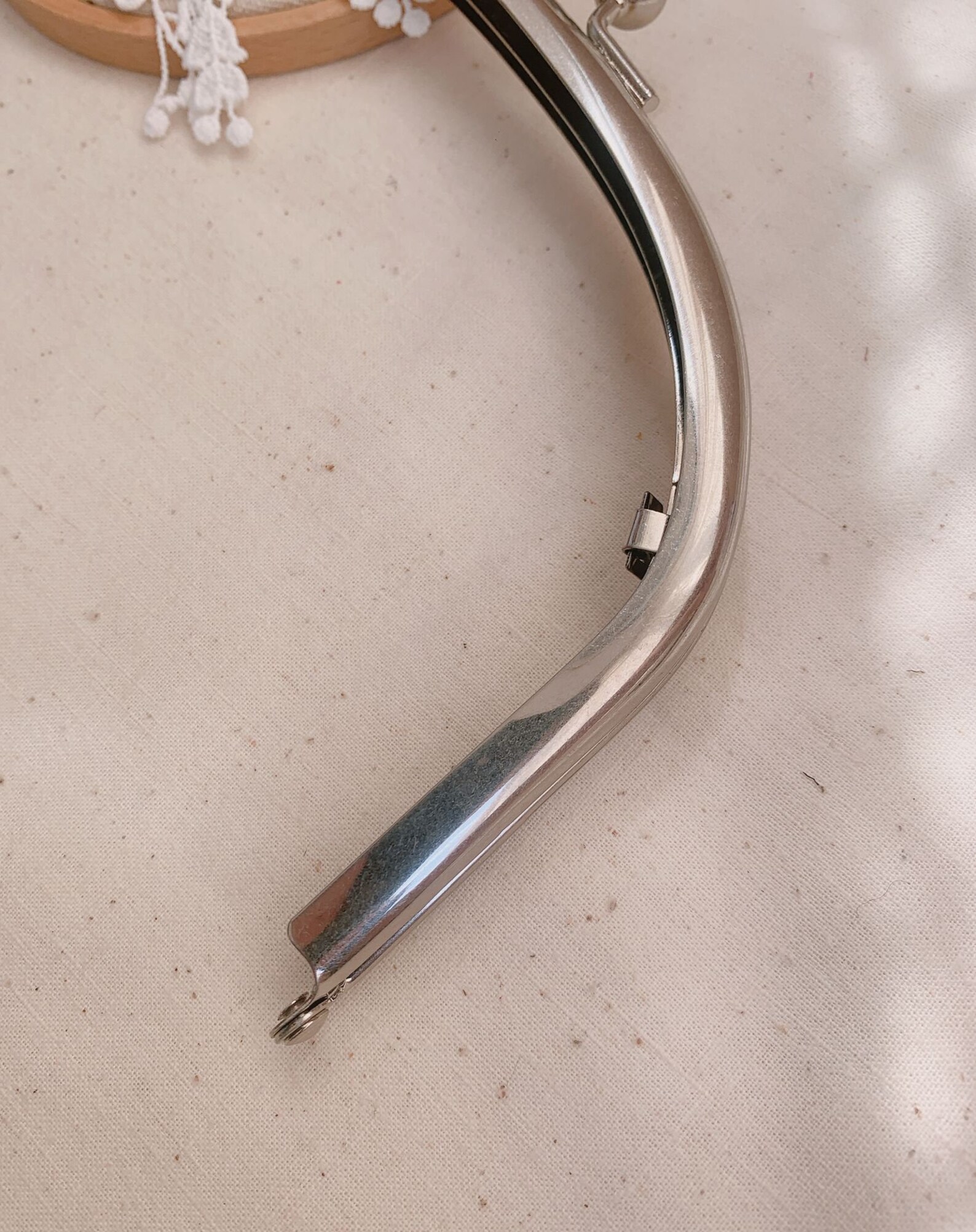 8" (21cm) Vintage Silver Purse Frame With Two Inside Loops 21cm X 9.8cm ...