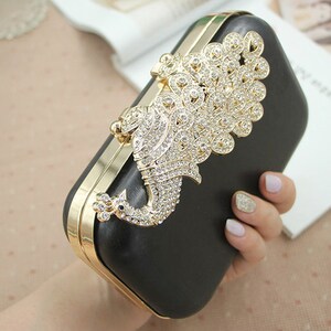 18cm Box Purse Frame Clutch Bag Peacock Kiss Lock Glue-in Purse Frame ...