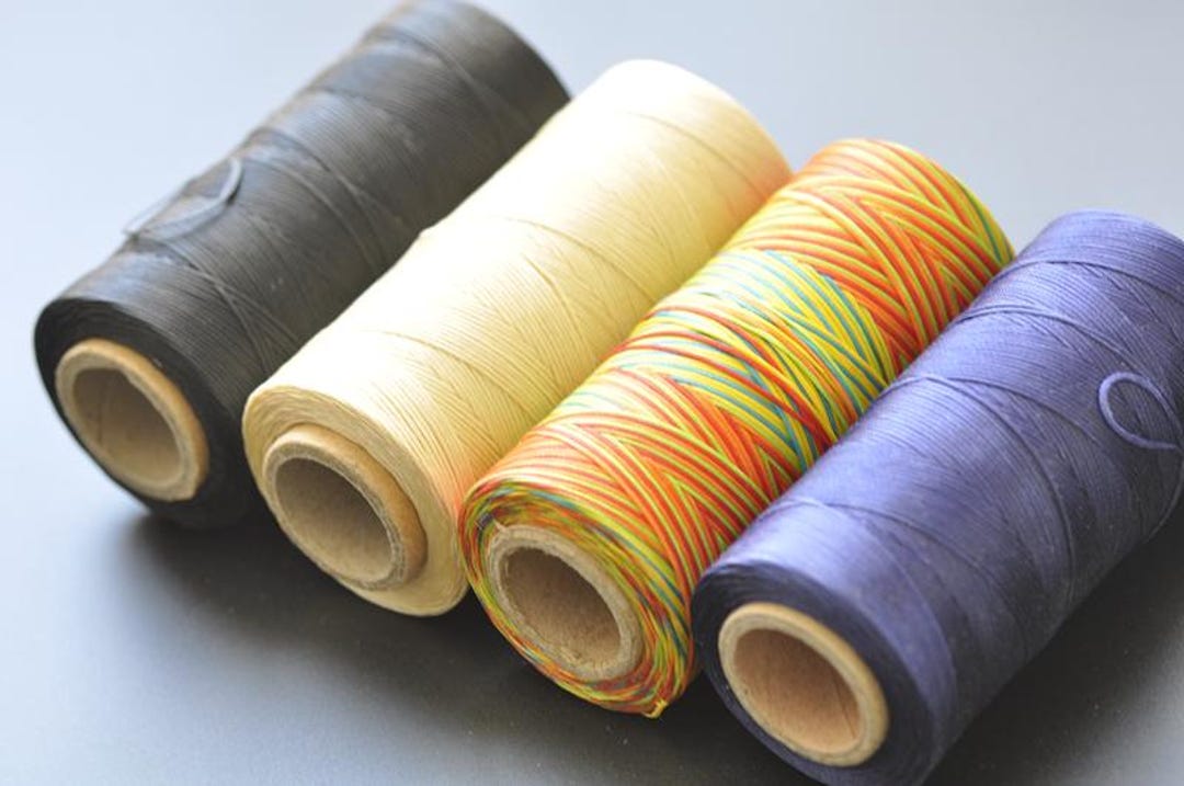 150D (0.8mm) Flat Waxed Polyester Thread 1mm Width for Leather Craft ...
