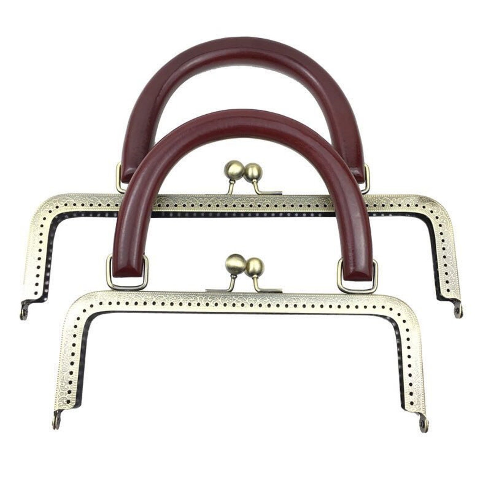 Antique Sewing Purse Frame Clutch Bag Purse Frame With Wood Handle 20cm ...