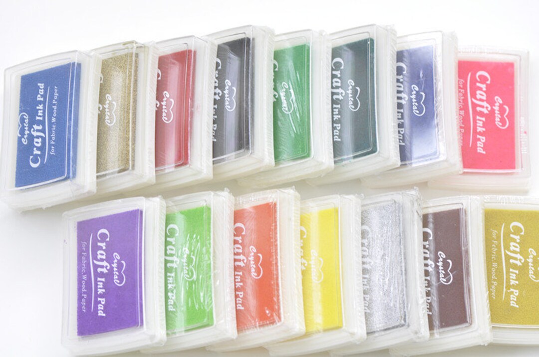 Ink Pads Set of 15 Colors for Fingerprints, Craft Paper, Scrapbooking ...