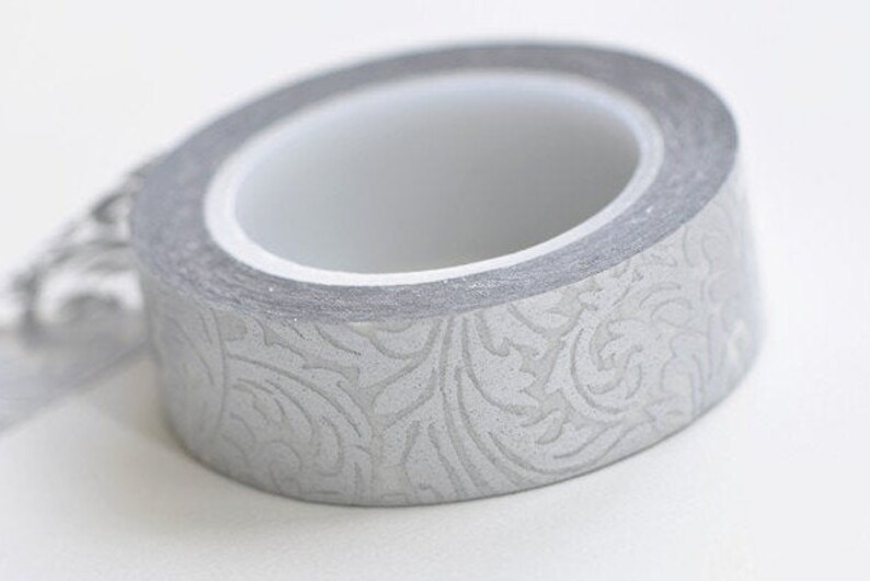 Silver Flower Washi Tape Scrapbooking Supply 15mm Wide X 10M Roll No ...