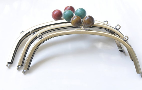 Bronze Purse Frame /handle Purse Frame Wood Ball Kisslock With - Etsy