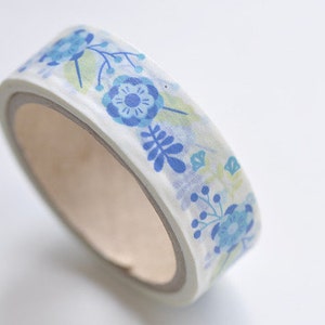 Retro Floral Design Blue Washi Tape 15mm Wide X 5 Meters No.10635 - Etsy