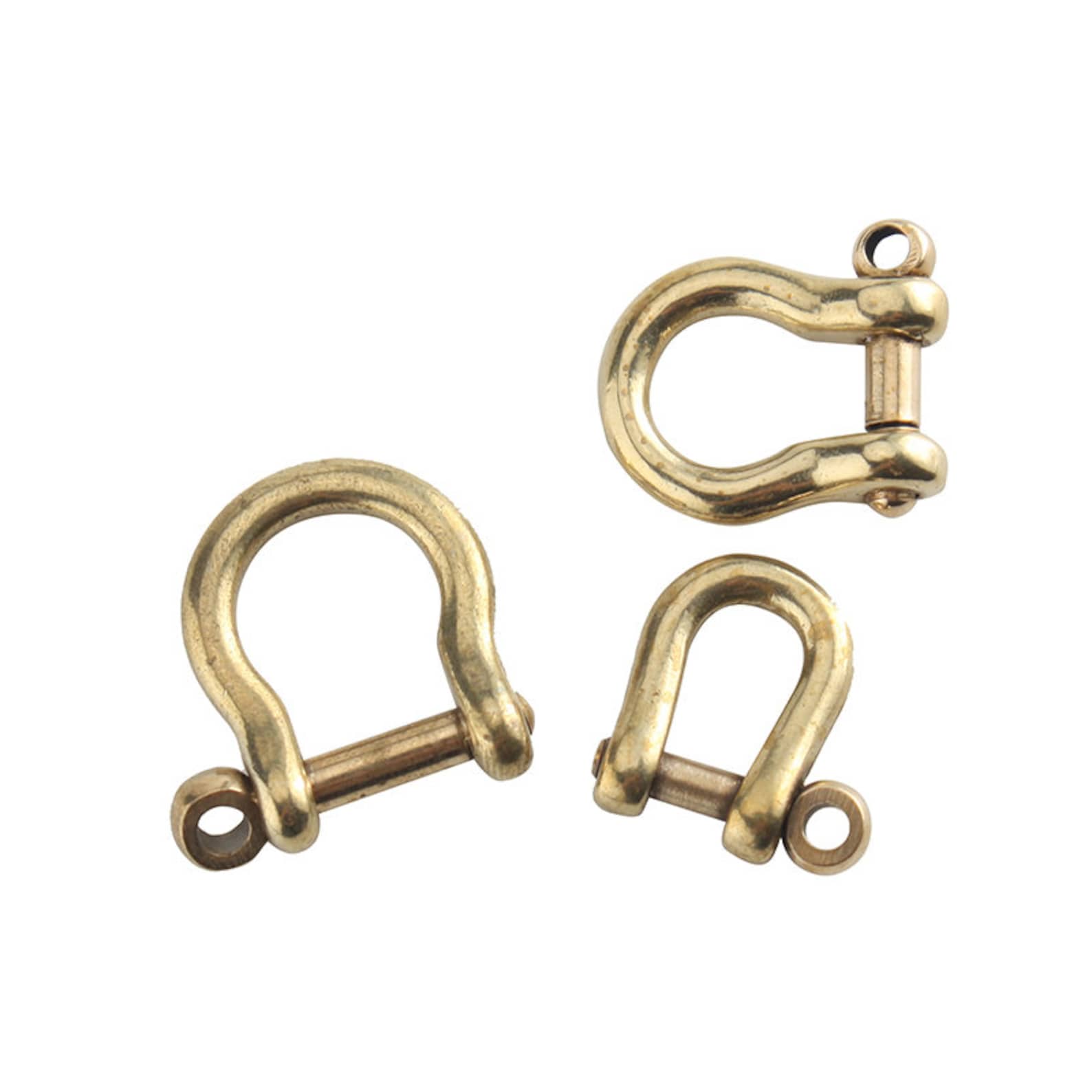 1 Set of Brass Shackle Clasp D Rings Screws Inner Width 6mm/7mm/10mm ...