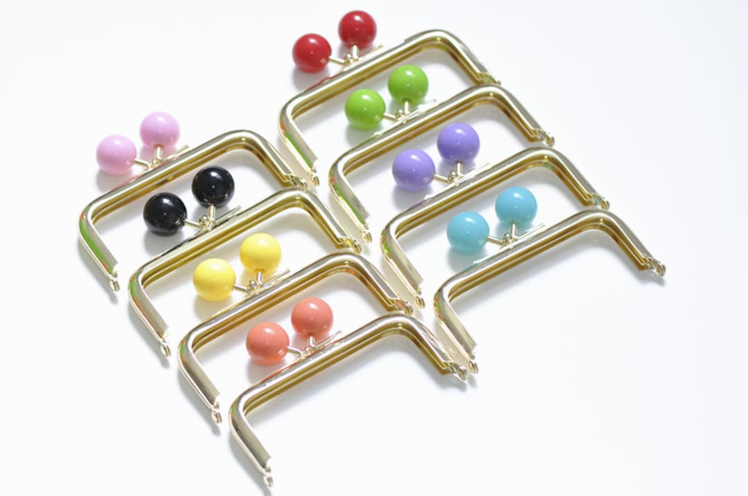 10cm (4") Gold Purse Frame Glue-in Style With Colorful Ball Kisslock ...