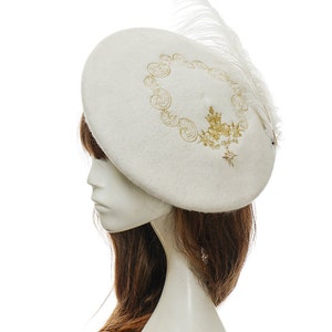 Gothic Elegant Retro Large Embroidery Wool Beret & Feather - Etsy