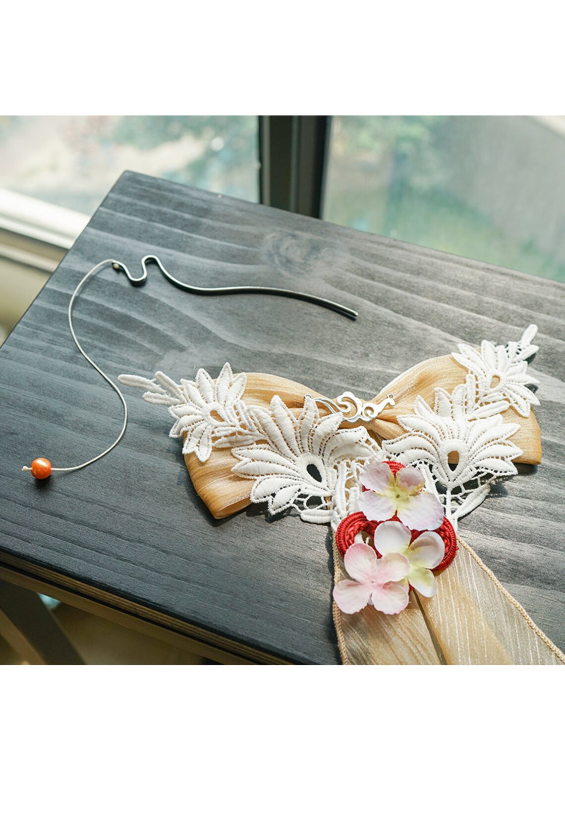 Chic New Chinese Style Handmade Pink Gold Hair Bow or Brooch | Etsy