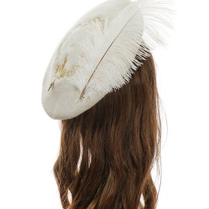 Gothic Elegant Retro Large Embroidery Wool Beret & Feather - Etsy