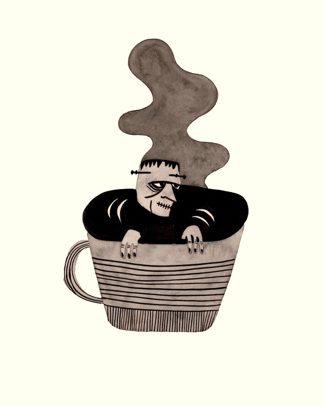 Frankenstein Coffee Art Print - Etsy