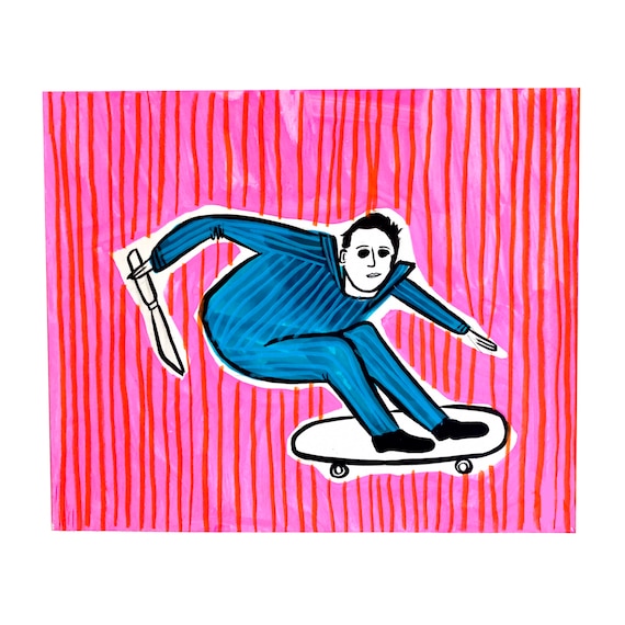 Michael Myers Skating Print | Etsy