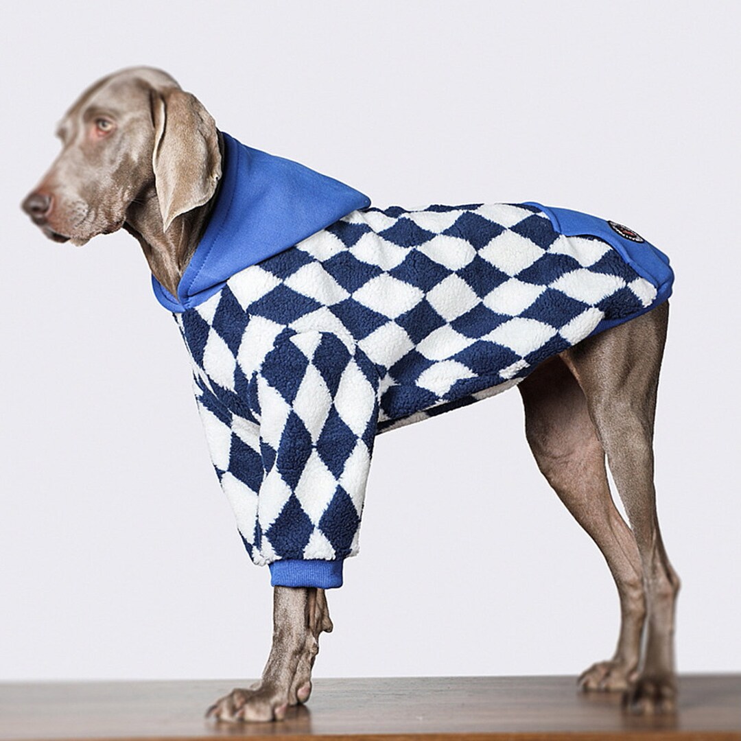 Checkerboard Dog Hoodie, Large Dog Winter Coat Dog Clothes Pet Clothing ...
