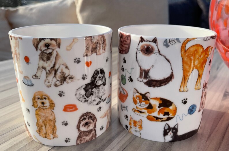 1 Pint Fine Bone China Large Mug Puffin Cockapoo And/or Cat - Etsy UK