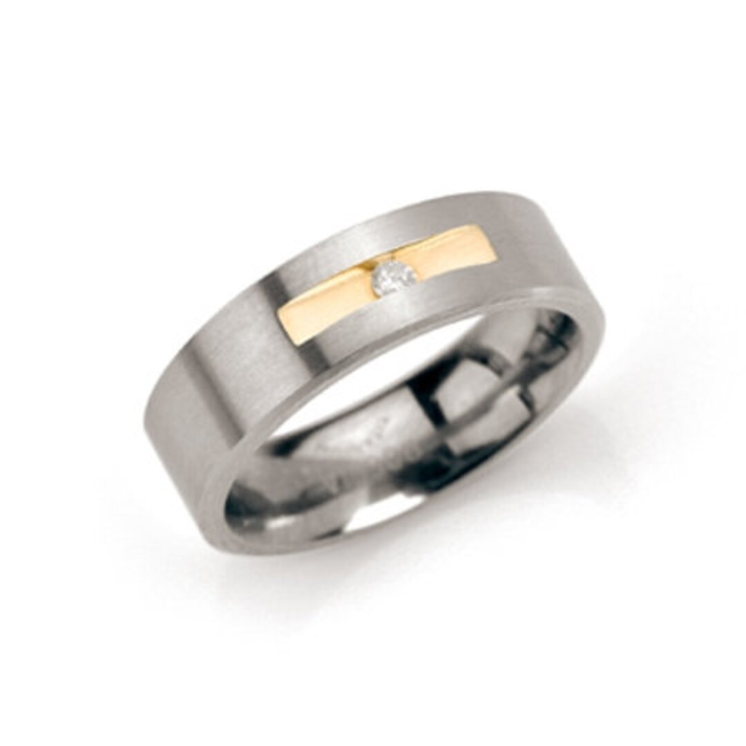 Vintage BOCCIA Titanium Two-tone Ring With Single In-set .03ct Diamond ...