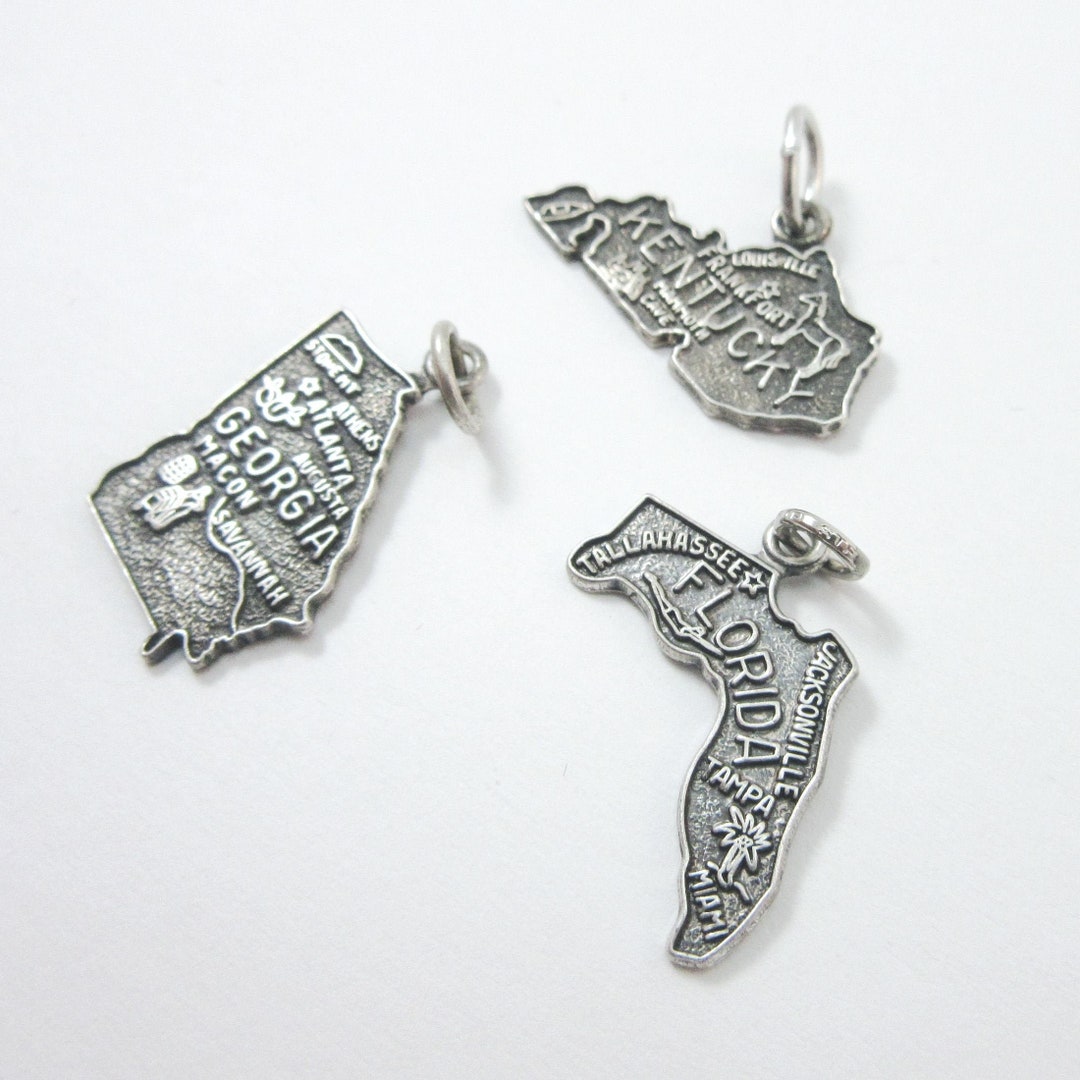 Sterling Silver U.S. State Charms - Kentucky, Georgia, Tennessee and ...