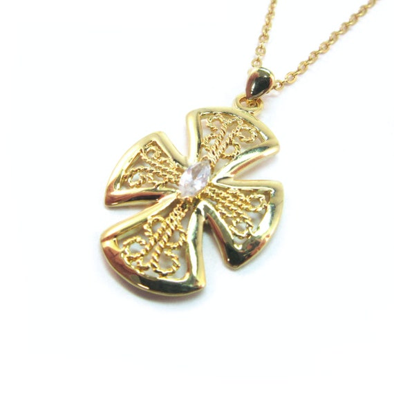 Vintage Goldplated French Alisee Pattee Cross With Clear Cubic | Etsy