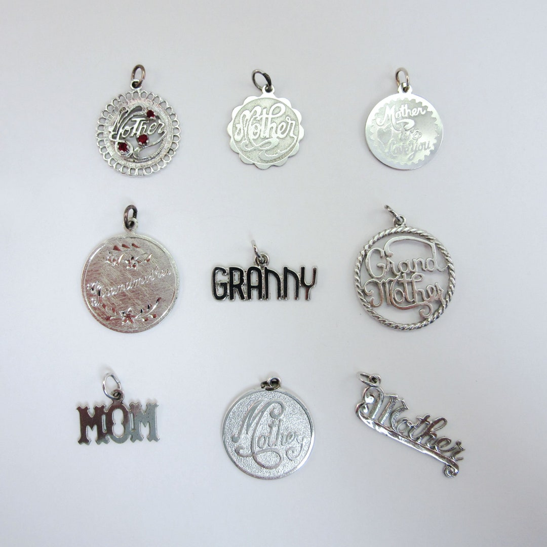 Vintage Sterling Silver 925 MOM Mother Grandmother GRANNY Charms for ...