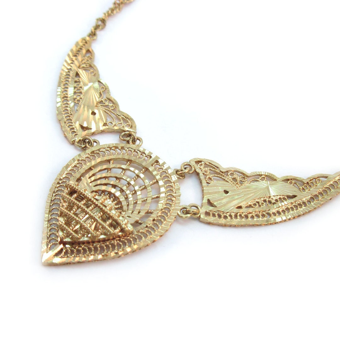 Vintage Filigree Traditional Indian Wedding Necklace - 18kt Heavy Gold ...