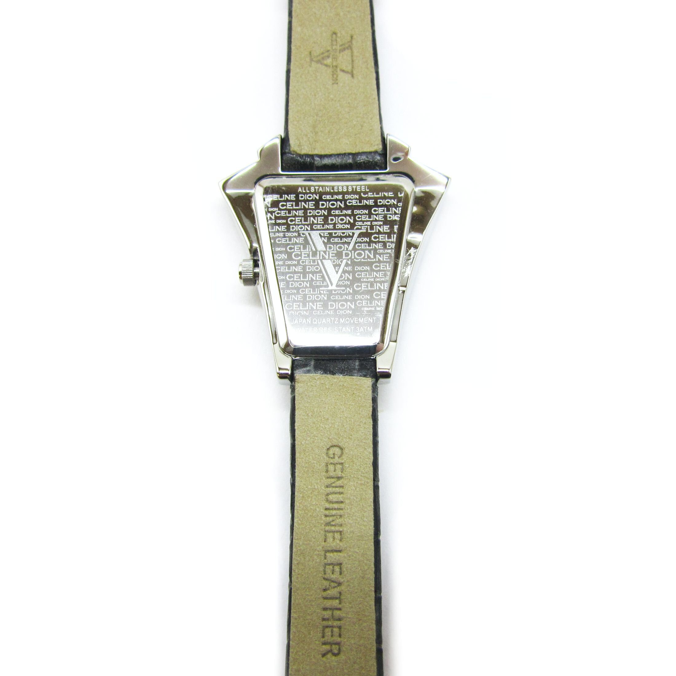 CELINE DION Watch with Black Genuine Leather Band and Blingy Crystal Case New in Original Box with papers WORKS