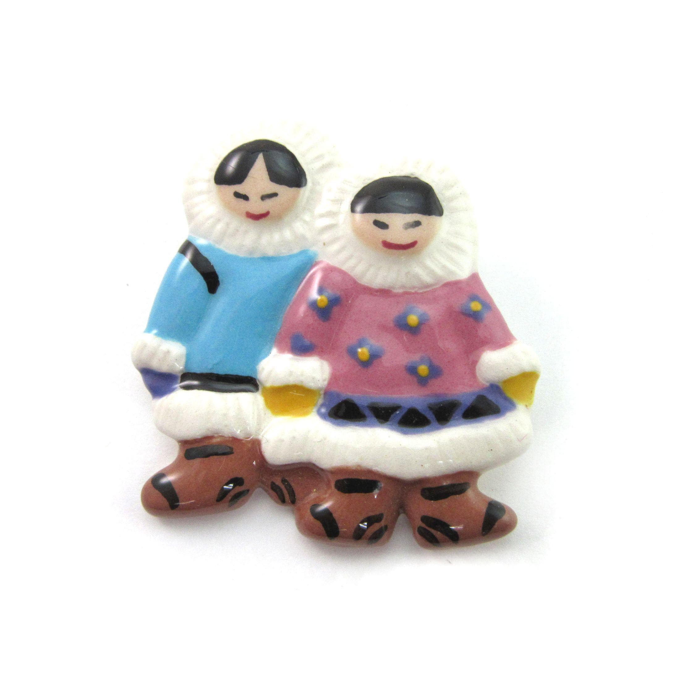 Vintage Ceramic Souvenir Pin - Hand-crafted ALASKAN Designs - Inuit ...