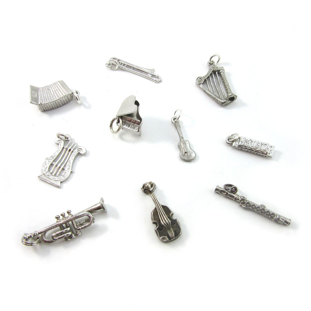 Vintage Sterling Silver 925 Musical Instruments Charms for Charm ...