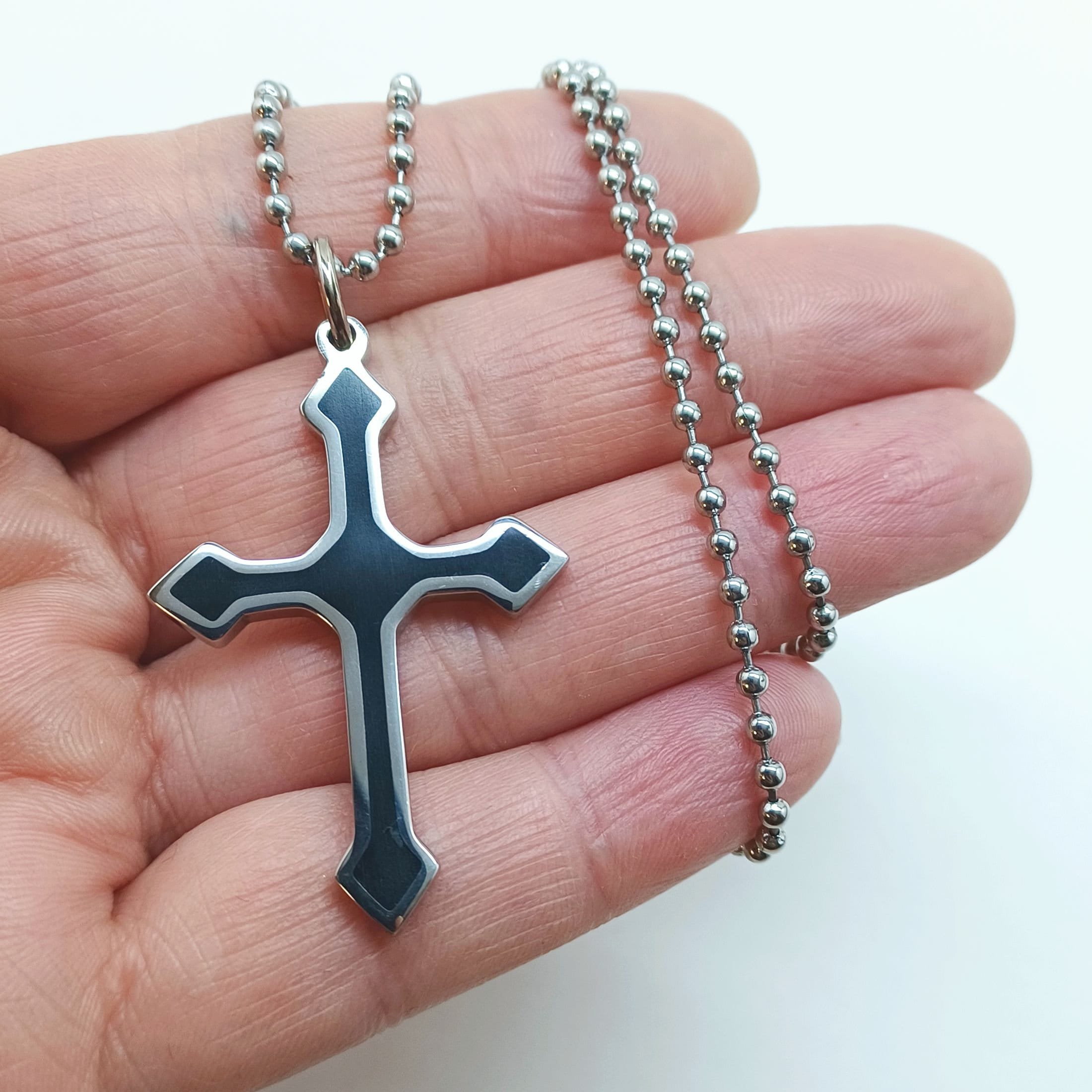 Vintage Steel Cross With Black Resin Inlay - (23" Steel Military Ball ...