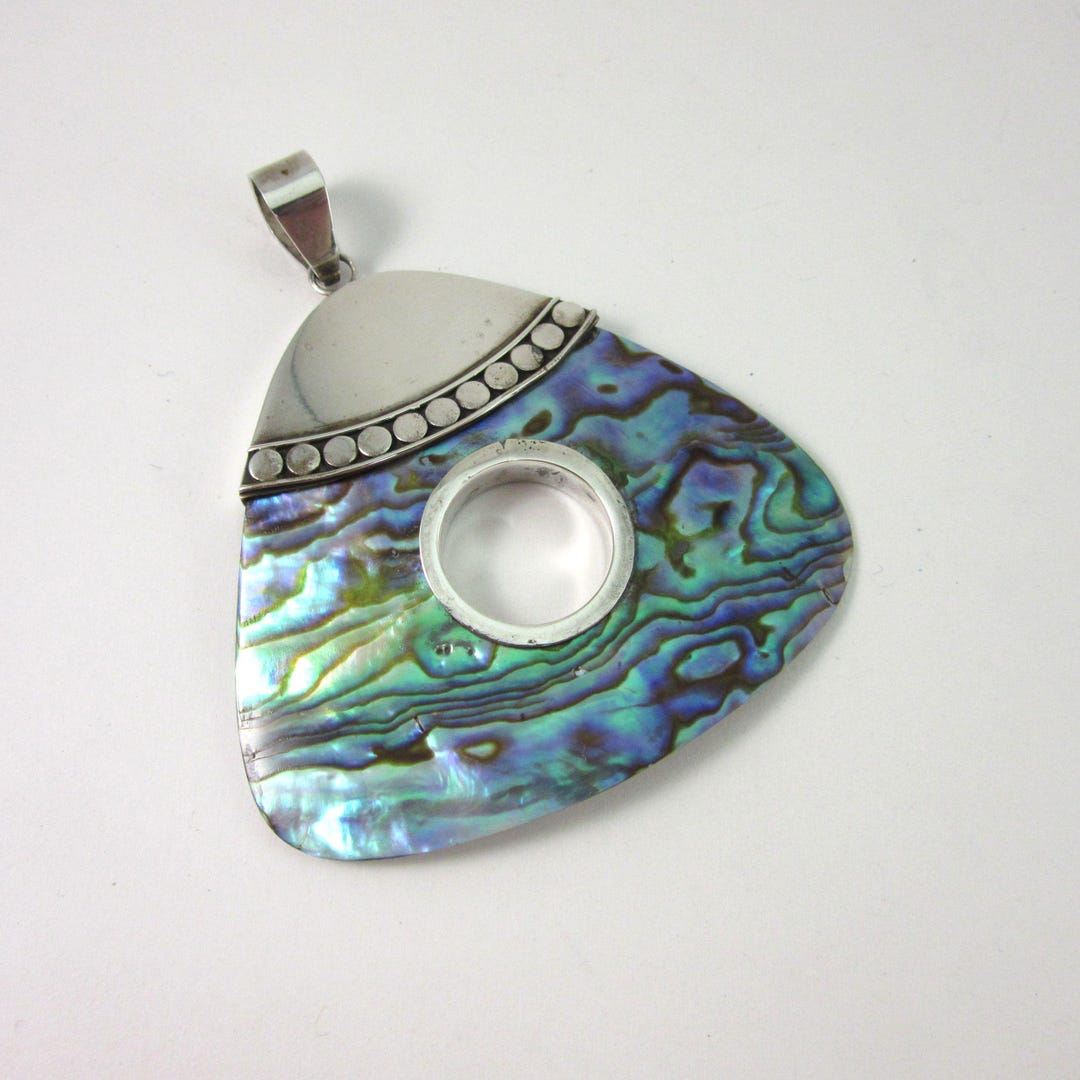 Vintage Sterling Silver and Abalone (paua) Shell Triangle-shaped ...