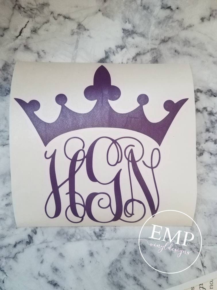 Monogram Crown Decal Crown Monogram Decal Gold Crown - Etsy