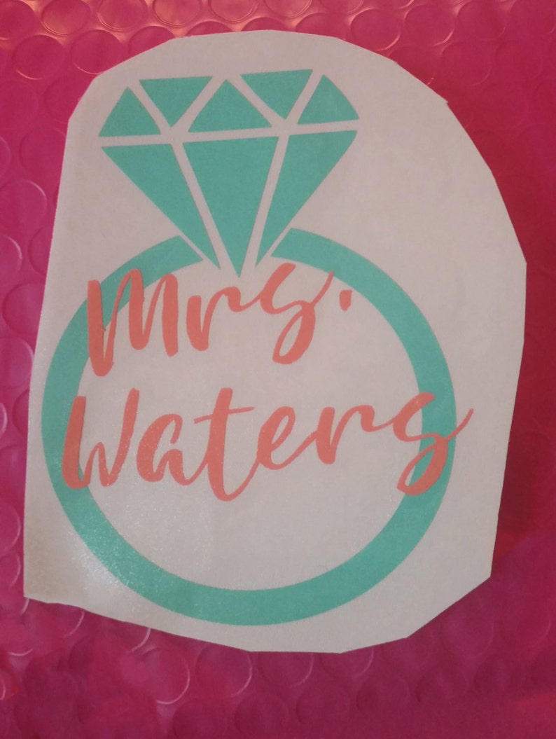 Mrs Name Vinyl Decal Engaged Decal Wedding Ring Decal | Etsy