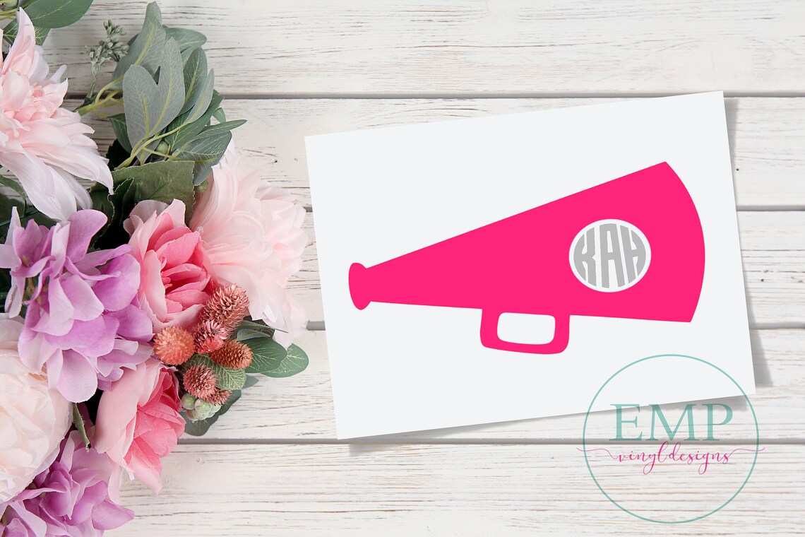 Cheerleader Vinyl Decal - Megaphone Monogram Vinyl Decal - Personalized ...