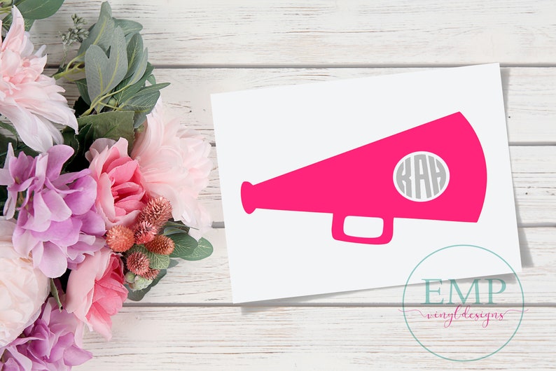 Cheerleader Vinyl Decal - Megaphone Monogram Vinyl Decal - Personalized ...