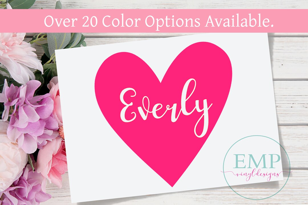 Heart Decal - Heart Custom Name Decal Sticker - Monogram Decal - Name ...