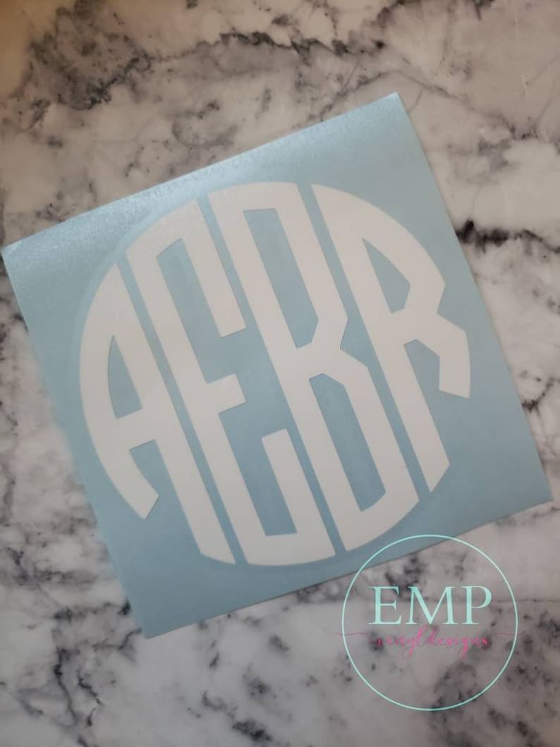 4 Initial Monogram Decal Monogram Sticker Monogram Decals | Etsy