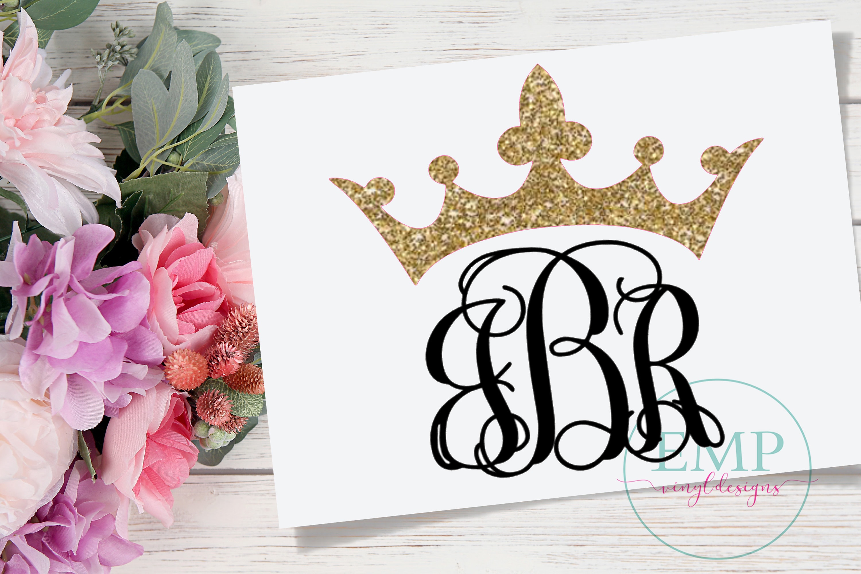 Monogram Crown Decal Crown Monogram Decal Gold Crown - Etsy