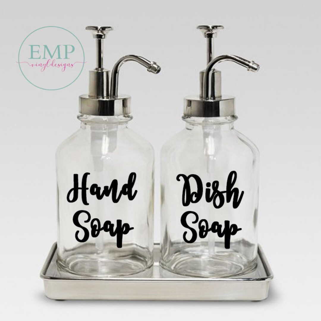 Hand Soap and Dish Soap Dispenser Bottle Decal, Bathroom Decals, Soap ...