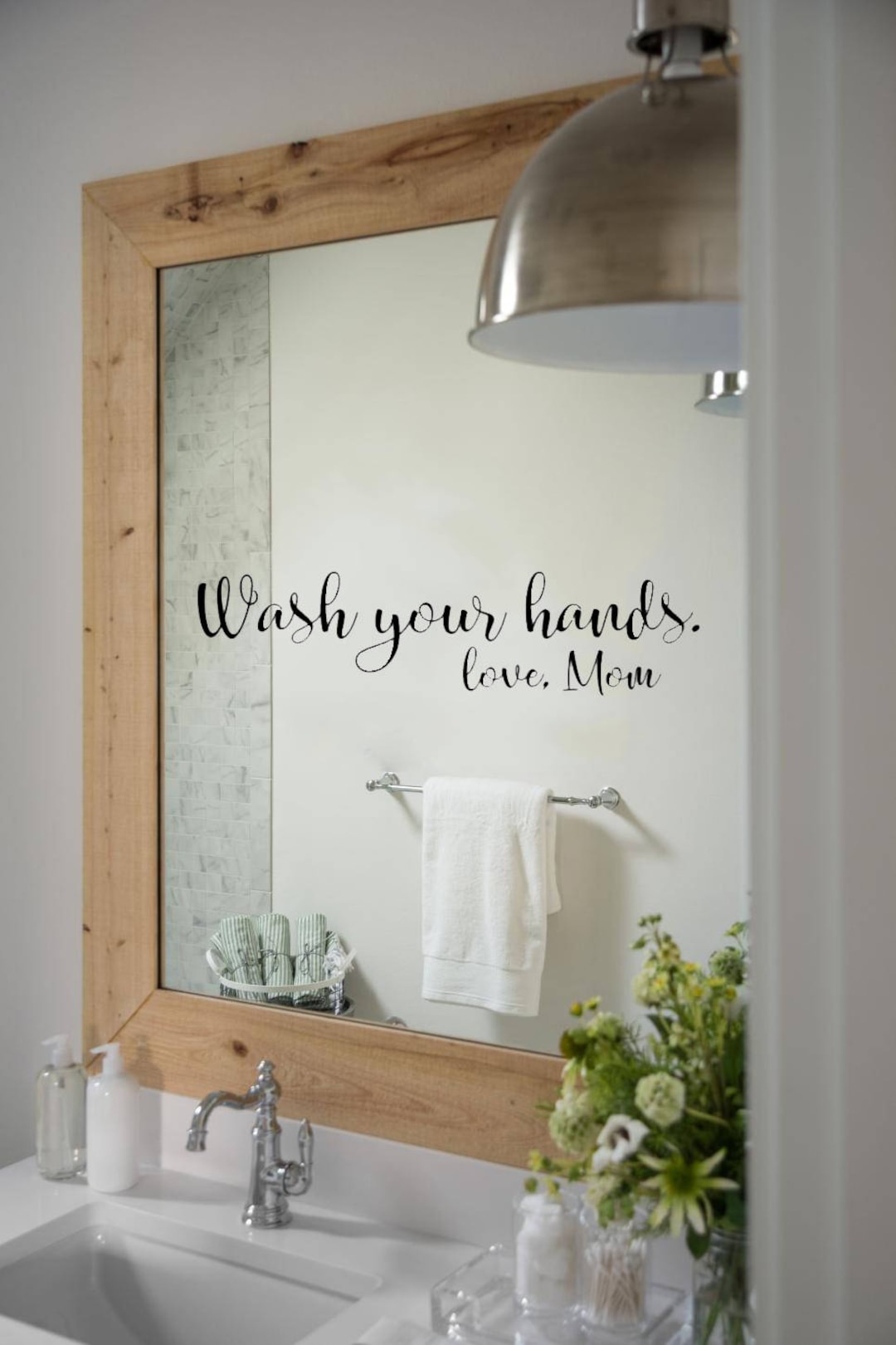 Wash Your Hands Decal - Mirror Decal - Bathroom Vinyl Decal - Powder ...