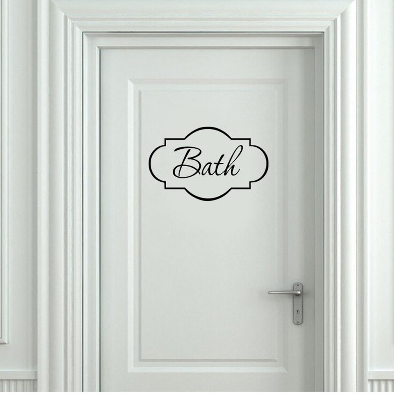 Bathroom Door Decal Restroom Vinyl Door Decal Powder Room - Etsy