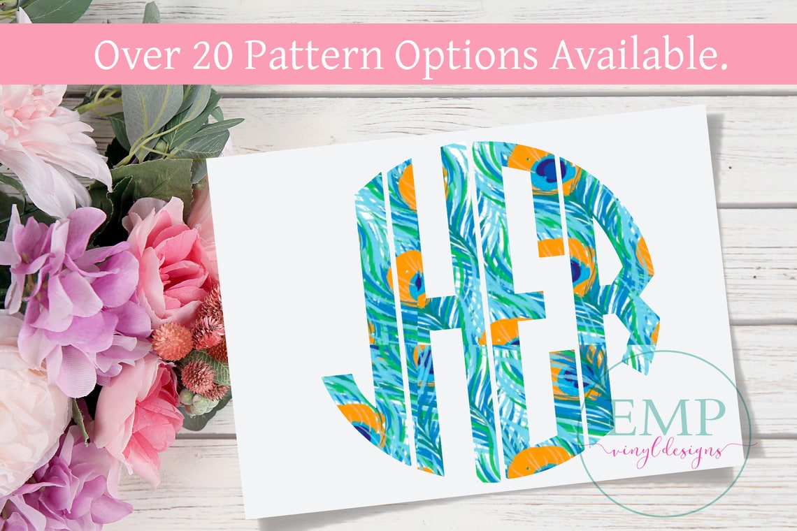 Four Initial Monogram Decal Four Letter Monogram Decal 4 | Etsy