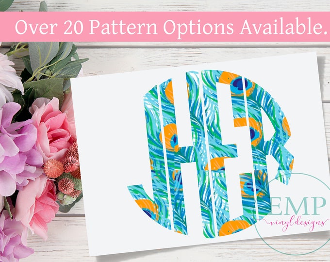 Four Initial Monogram Decal Four Letter Monogram Decal 4 - Etsy