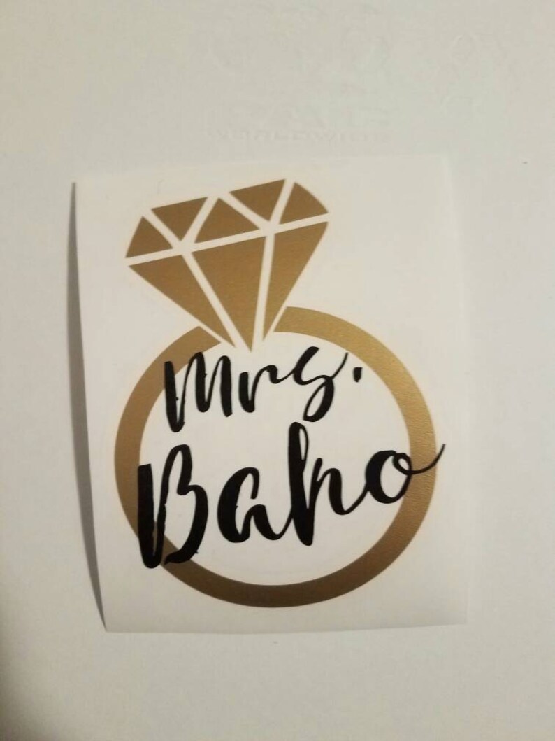 Mrs Name Vinyl Decal Engaged Decal Wedding Ring Decal | Etsy