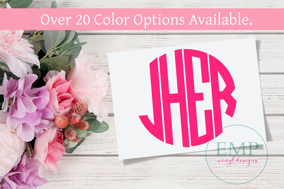 4 Initial Monogram Decal Monogram Sticker Monogram Decals | Etsy