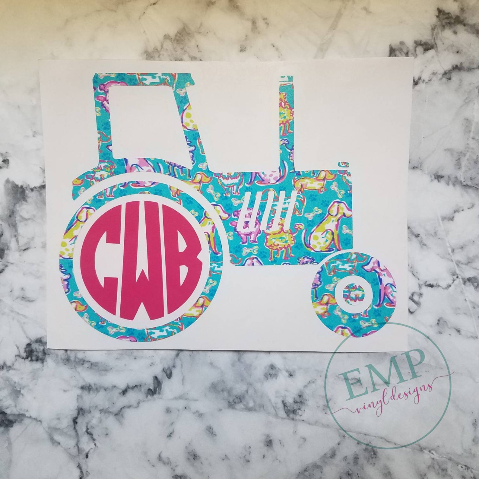 Tractor Decal Tractor Car Decal Monogram Vinyl Decal | Etsy