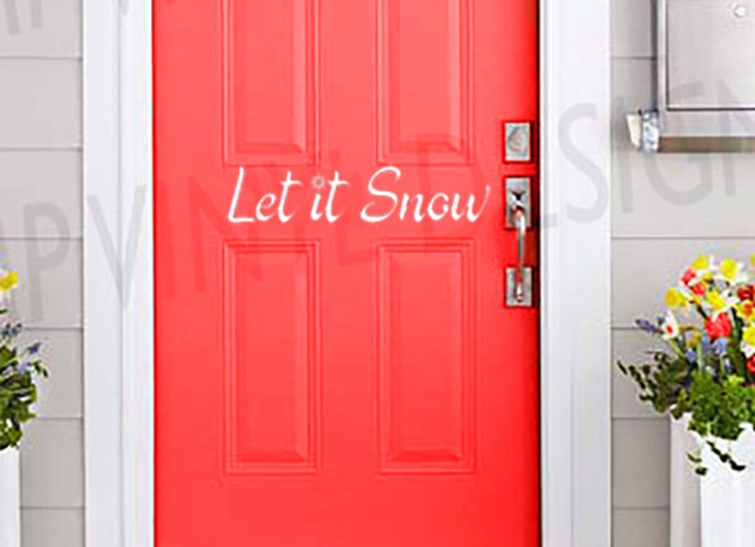 Let It Snow Door Decal Christmas Door Decal Holiday Door Vinyl Decal ...
