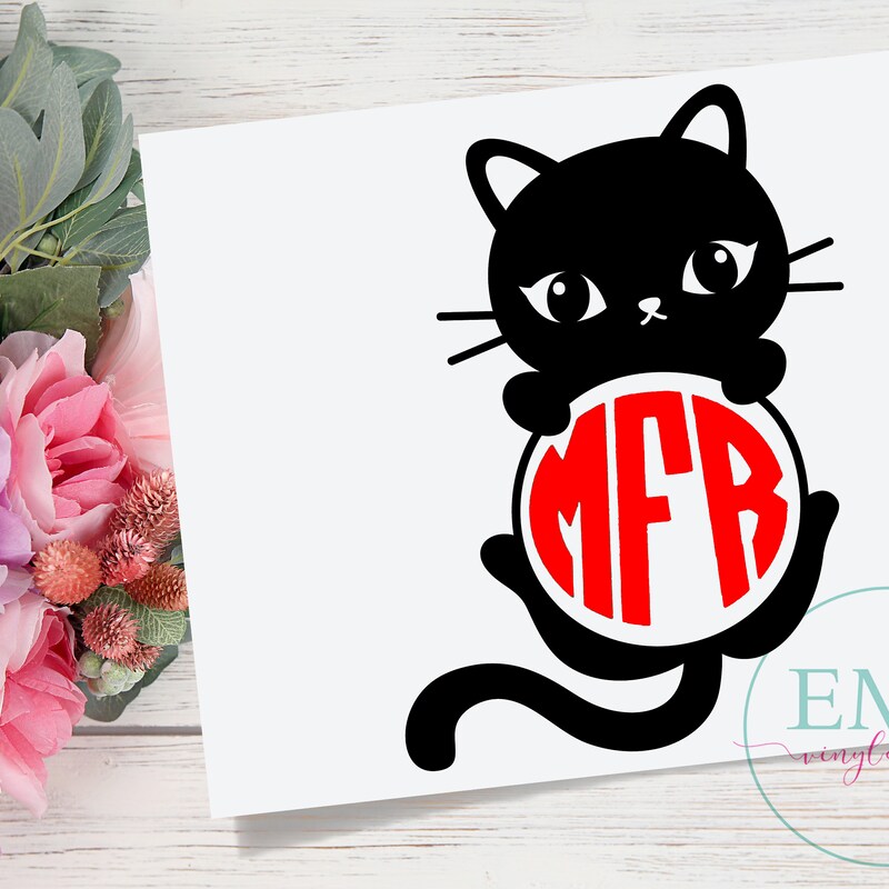 Cat Monogram Decal - Etsy